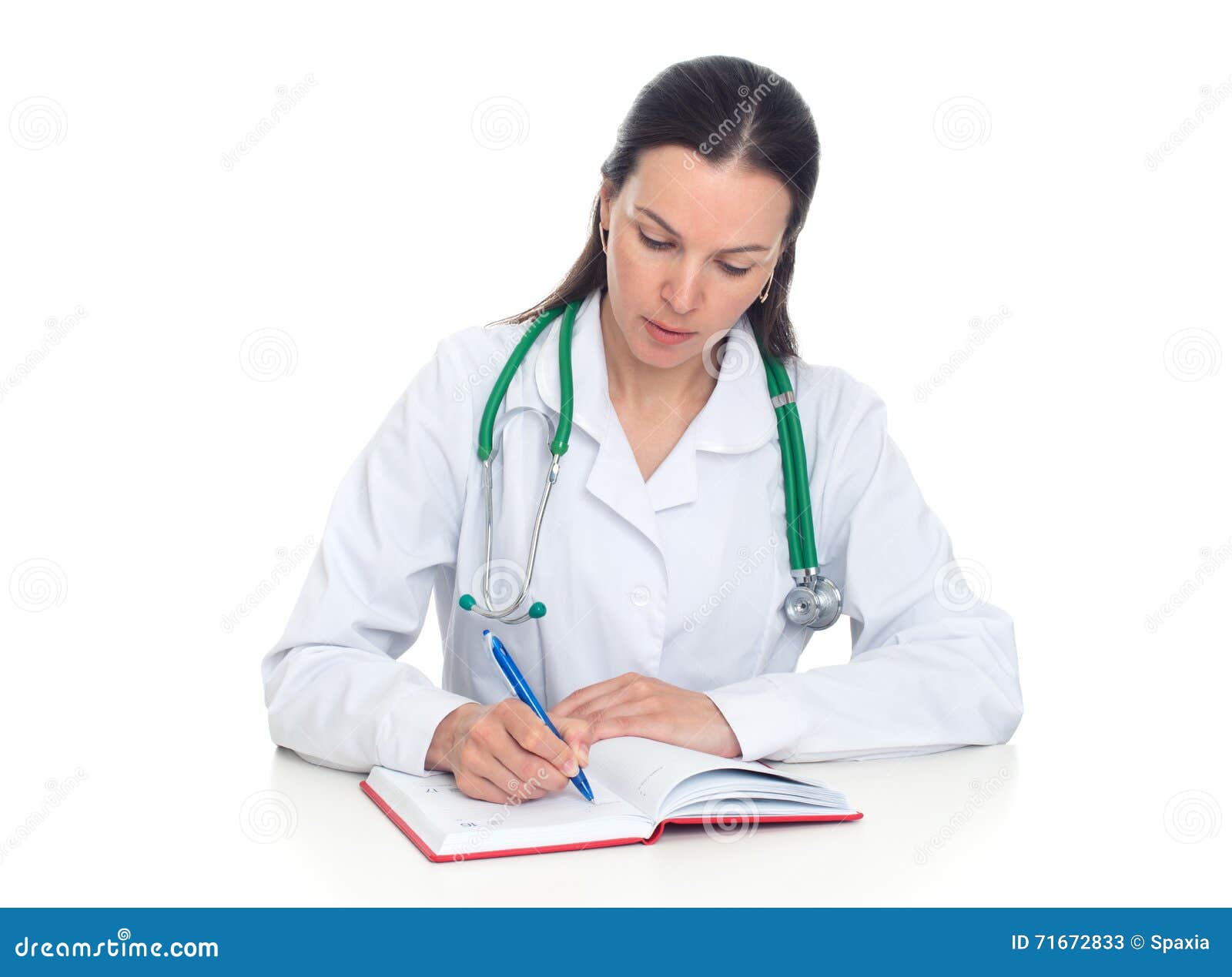 Female Doctor Takes Notes in Her Notebook Stock Image - Image of female ...