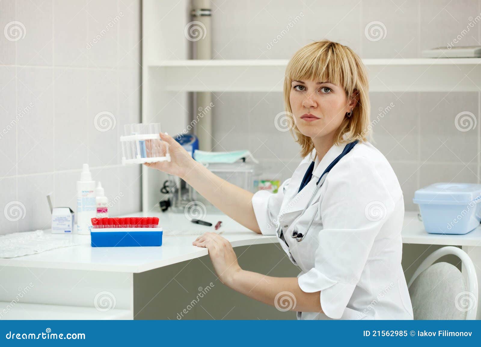 Female Doctor with Test Tube Stock Image - Image of chemical, clinical ...