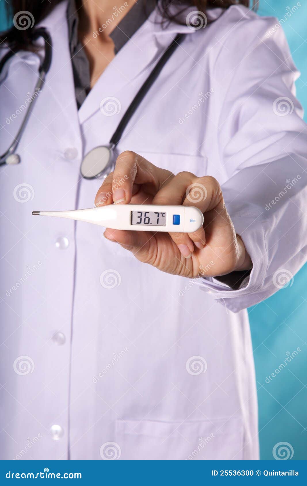 Female Doctor with Thermometer Stock Photo - Image of laboratory ...