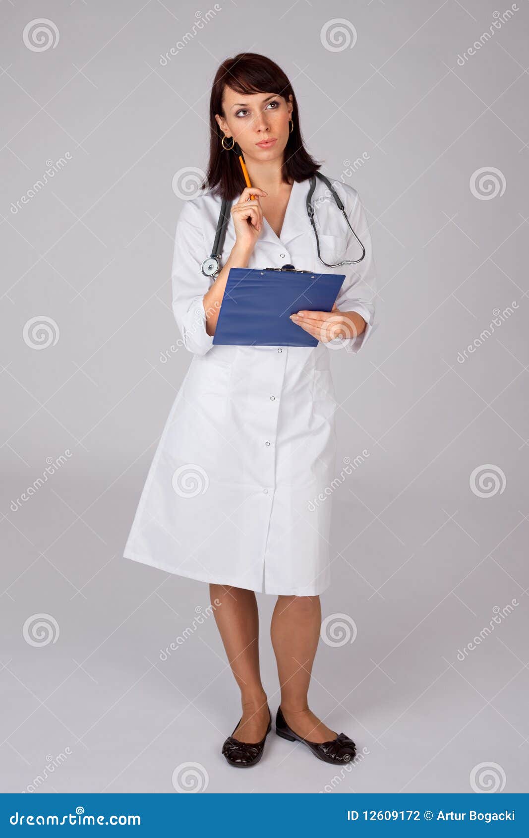 Female Doctor in Thoughtful Pose Stock Photo - Image of nurse, natural ...