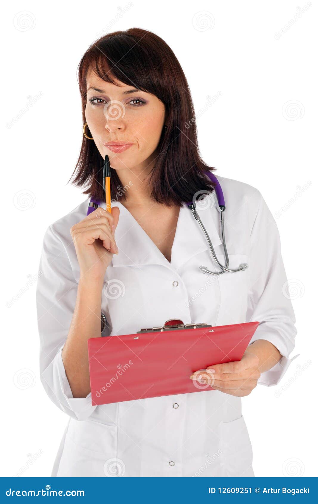 Female Doctor in Thoughtful Pose Stock Image - Image of expertise, care ...