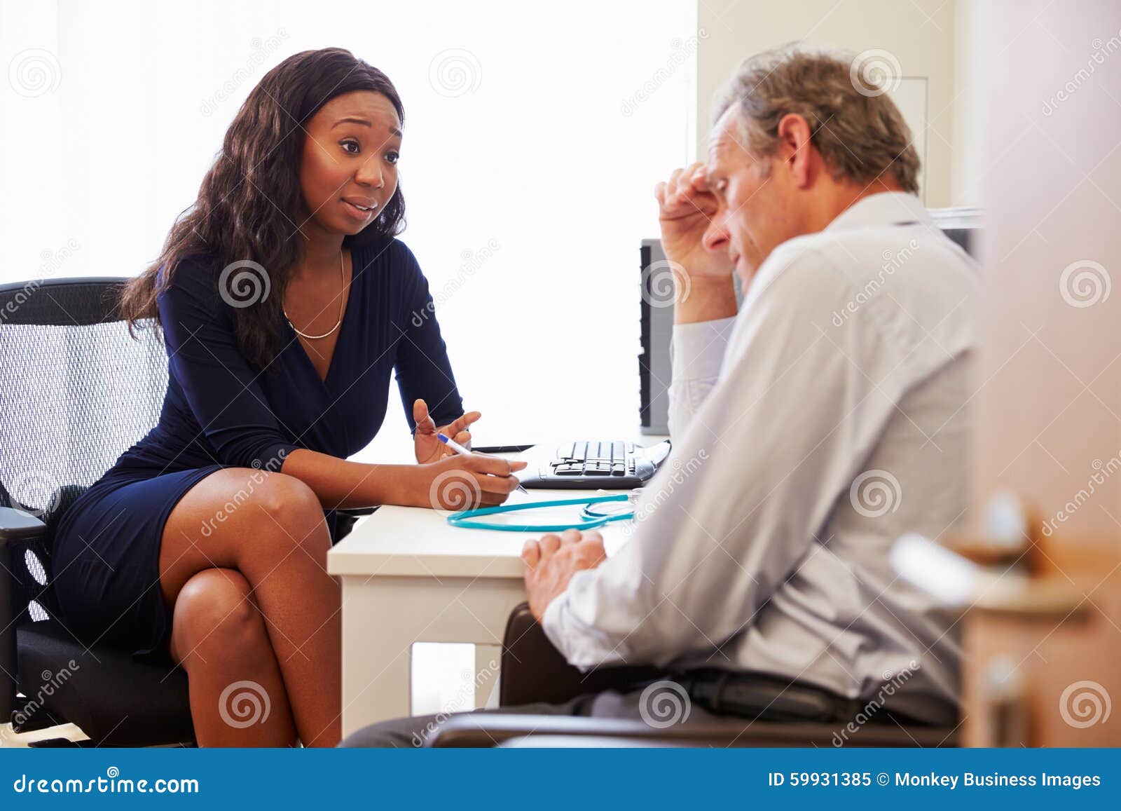 Female Doctor Treating Patient Suffering with Depression Stock Image ...