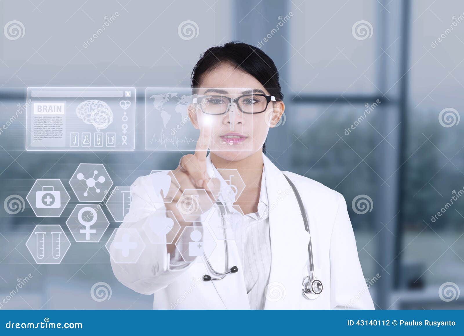Female Doctor Using Modern Technology Stock Photo - Image of care ...