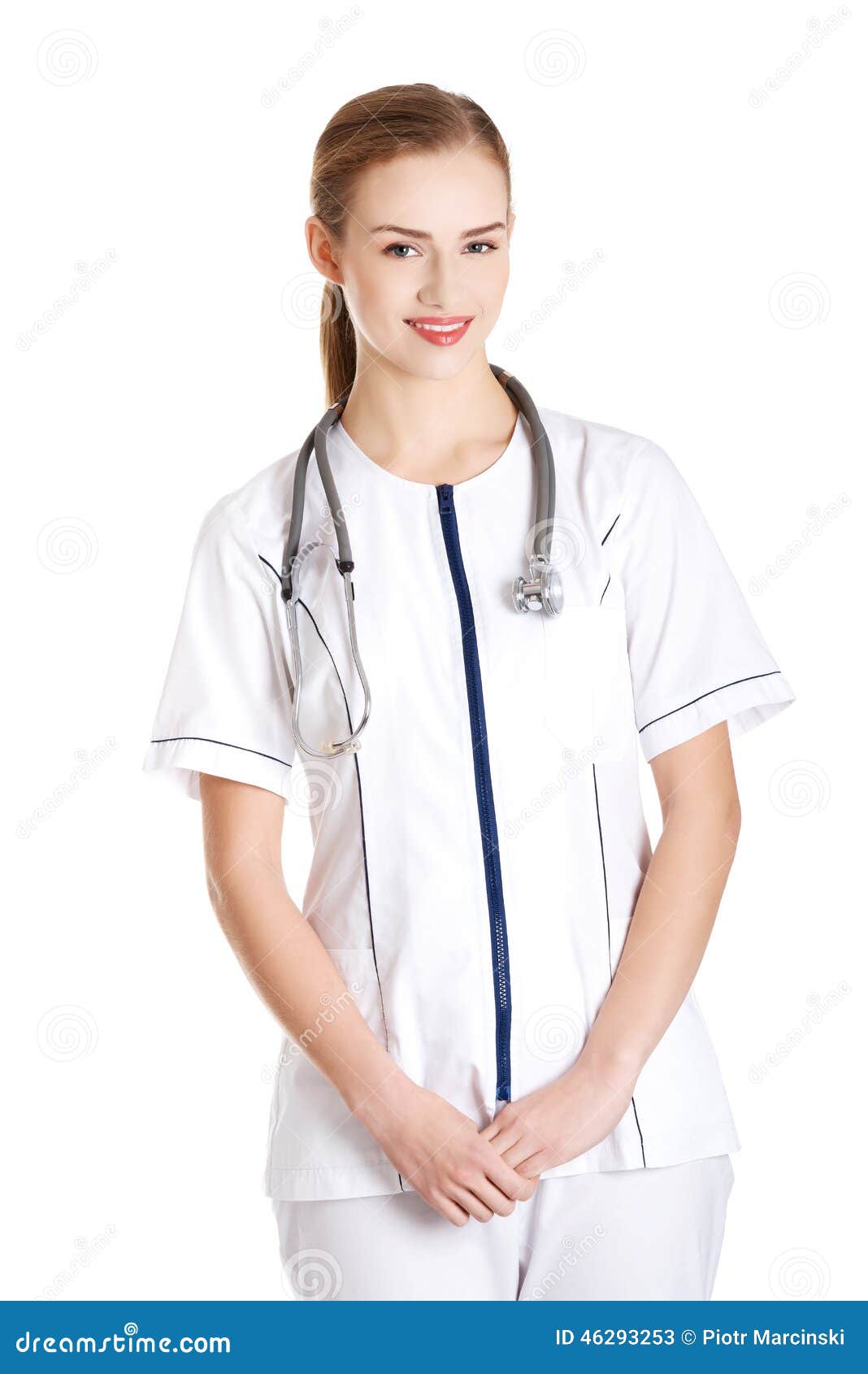 Female Doctor Wearing Stethoscope Stock Image - Image of confident ...