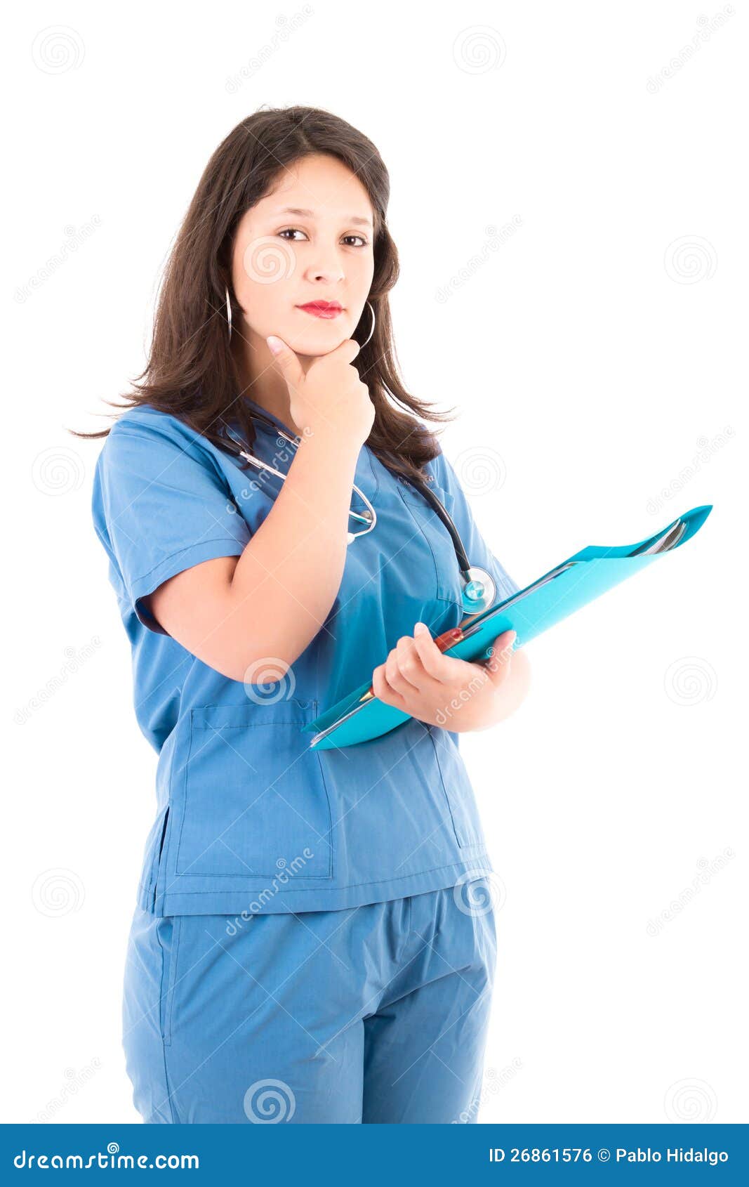 Female Doctor on White Carying Patients History Stock Photo - Image of ...