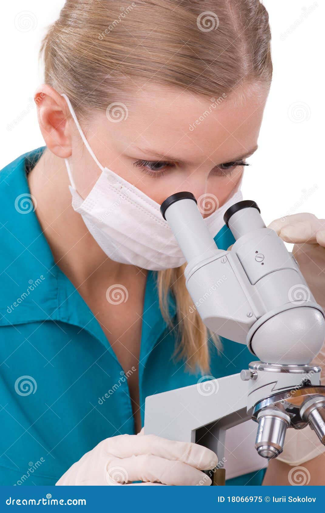Female Doctor Working with a Microscope Stock Image - Image of medicine ...