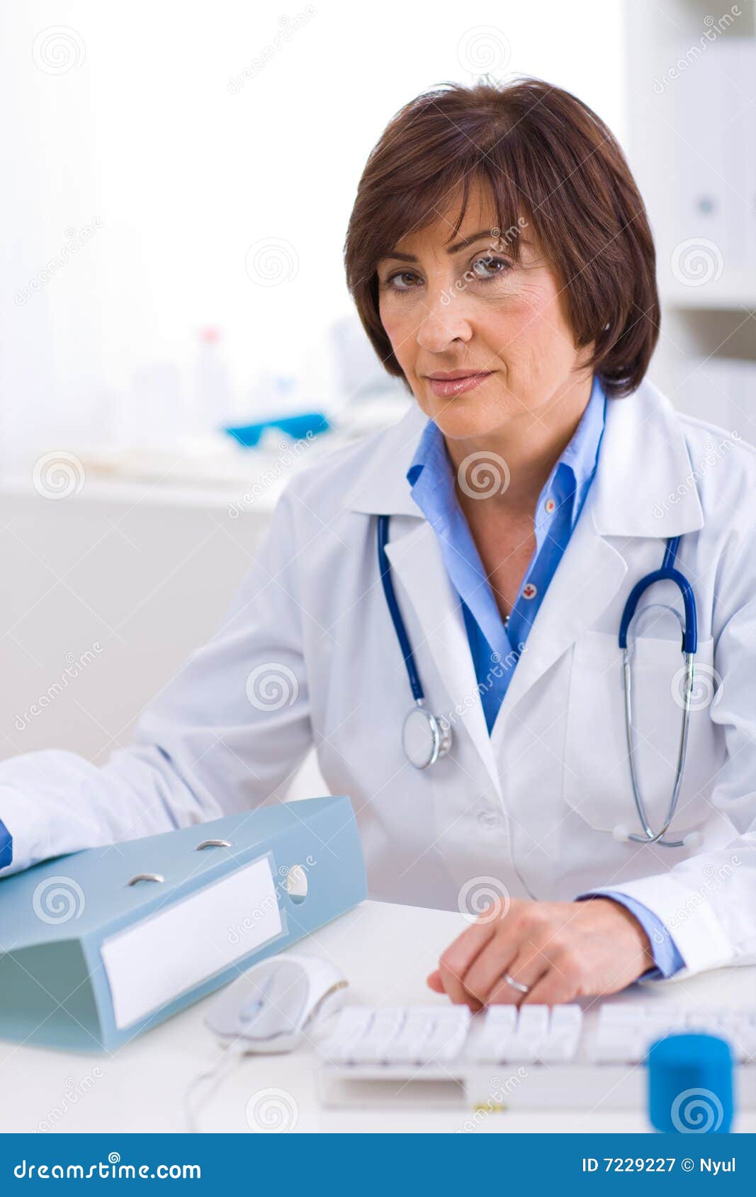 Female Doctor Working at Office Stock Image - Image of female, clinic ...