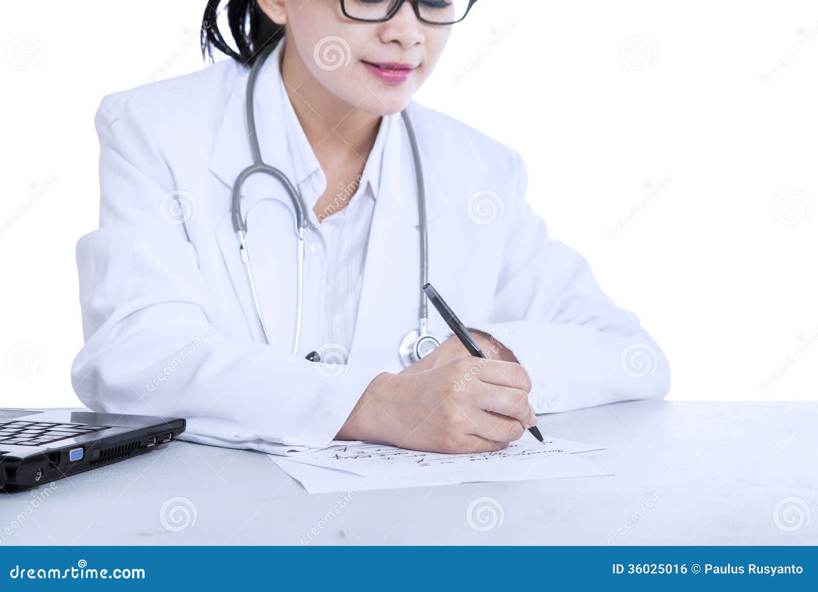 Female doctor writes notes stock photo. Image of medic - 36025016