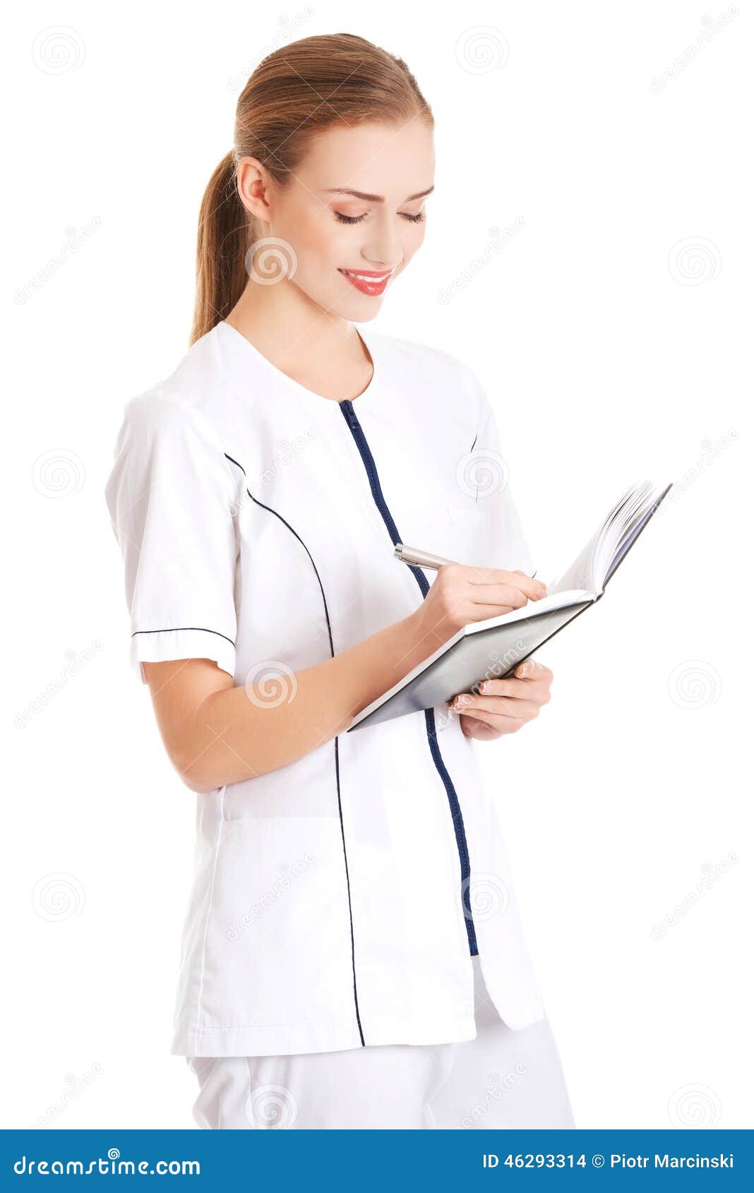Female Doctor Writing Results after Research Stock Photo - Image of ...