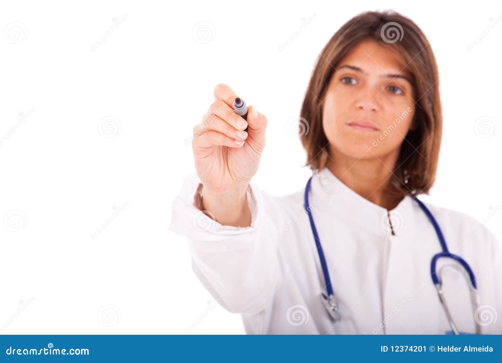 Female Doctor Writing at the Whiteboard Stock Image - Image of ...