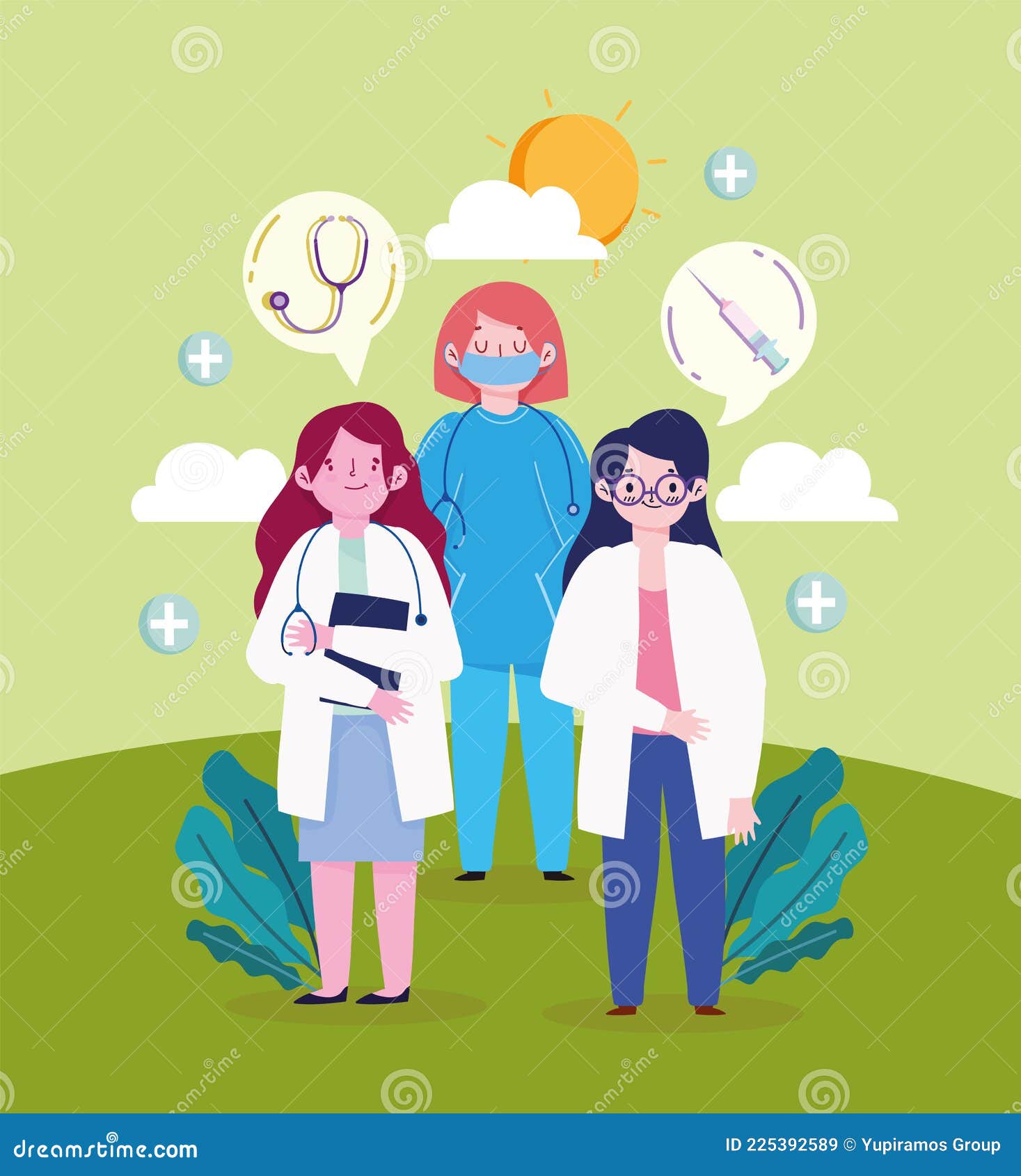 Female doctors and nurses stock vector. Illustration of practitioner ...