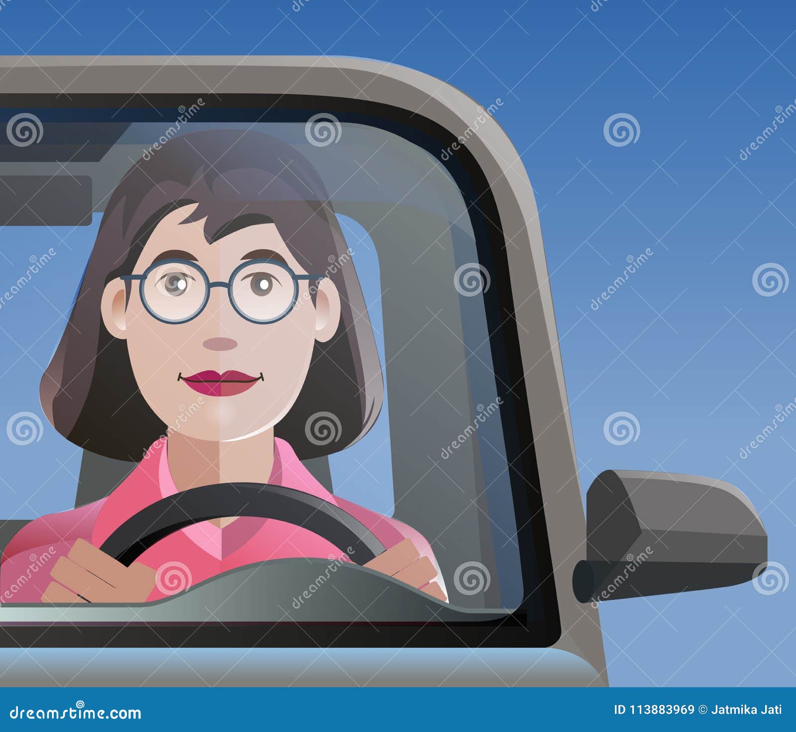 Female drive a car stock vector. Illustration of female - 113883969