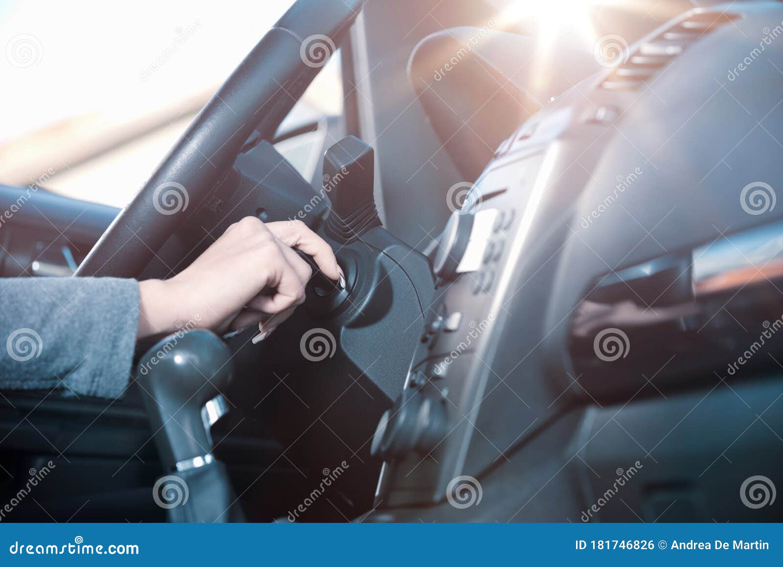 Woman starting car engine stock photo. Image of starter - 181746826
