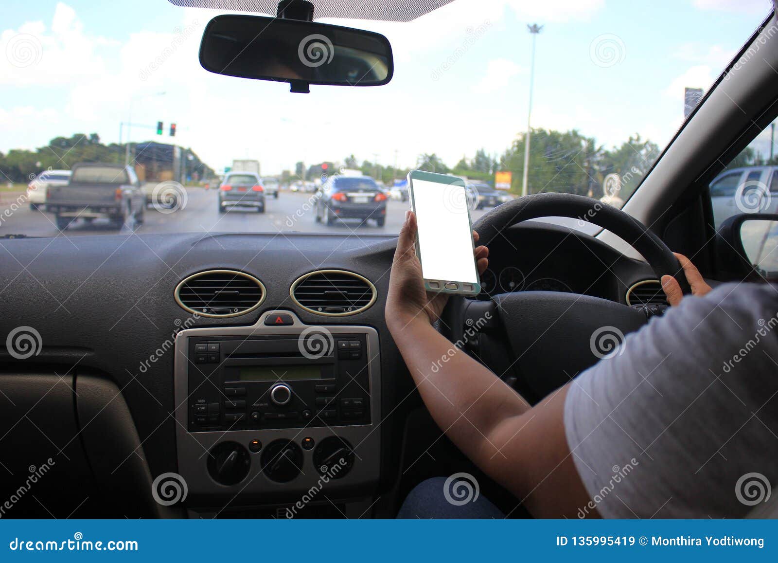 Man Driver Hands Holding The Car Steering Panel With Map Gps Navigation ...