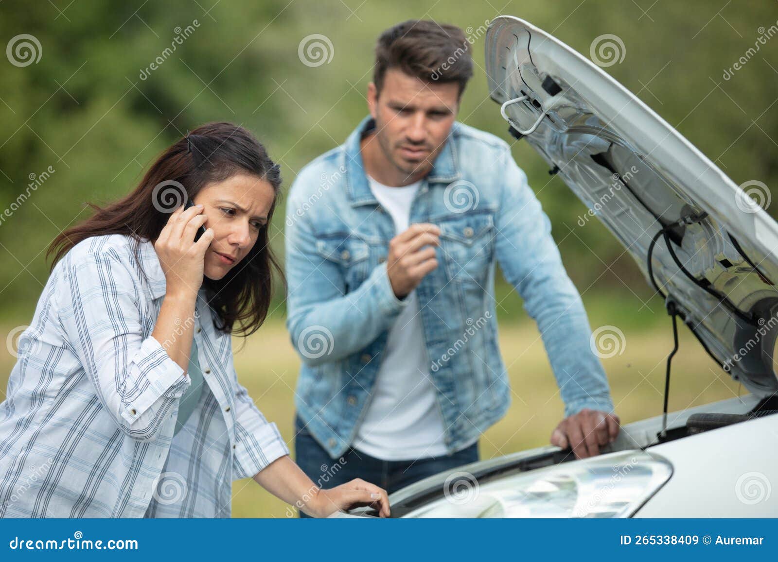 Female Driver Making Phone Call after Traffic Accident Stock Image ...