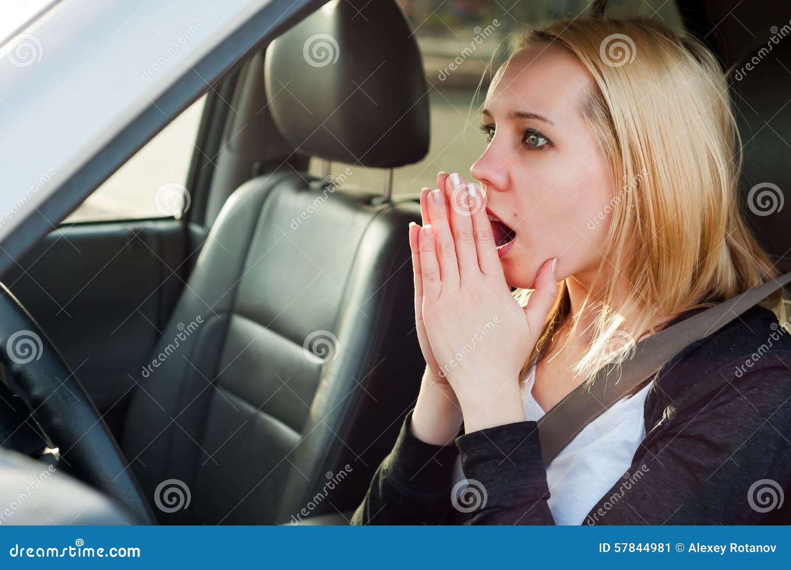 Female Driver Panic in a Car Stock Image - Image of abuse, belt: 57844981