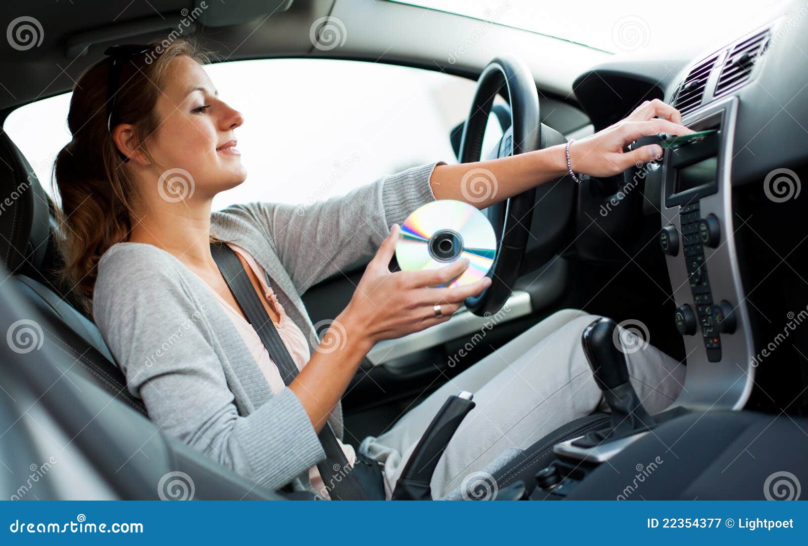 Female Driver Playing Music in the Car Stock Image - Image of girl ...