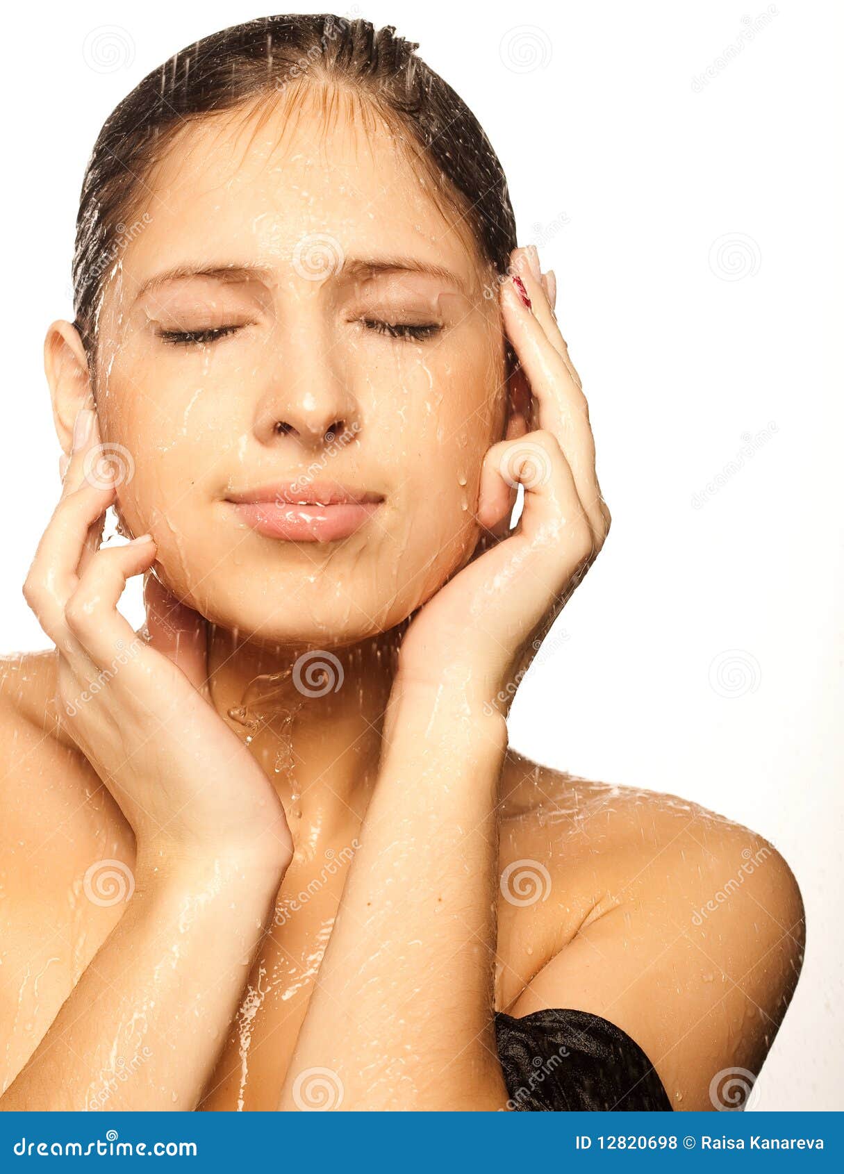 Female with a Drops of Water on Her Pure Face Stock Photo - Image of ...