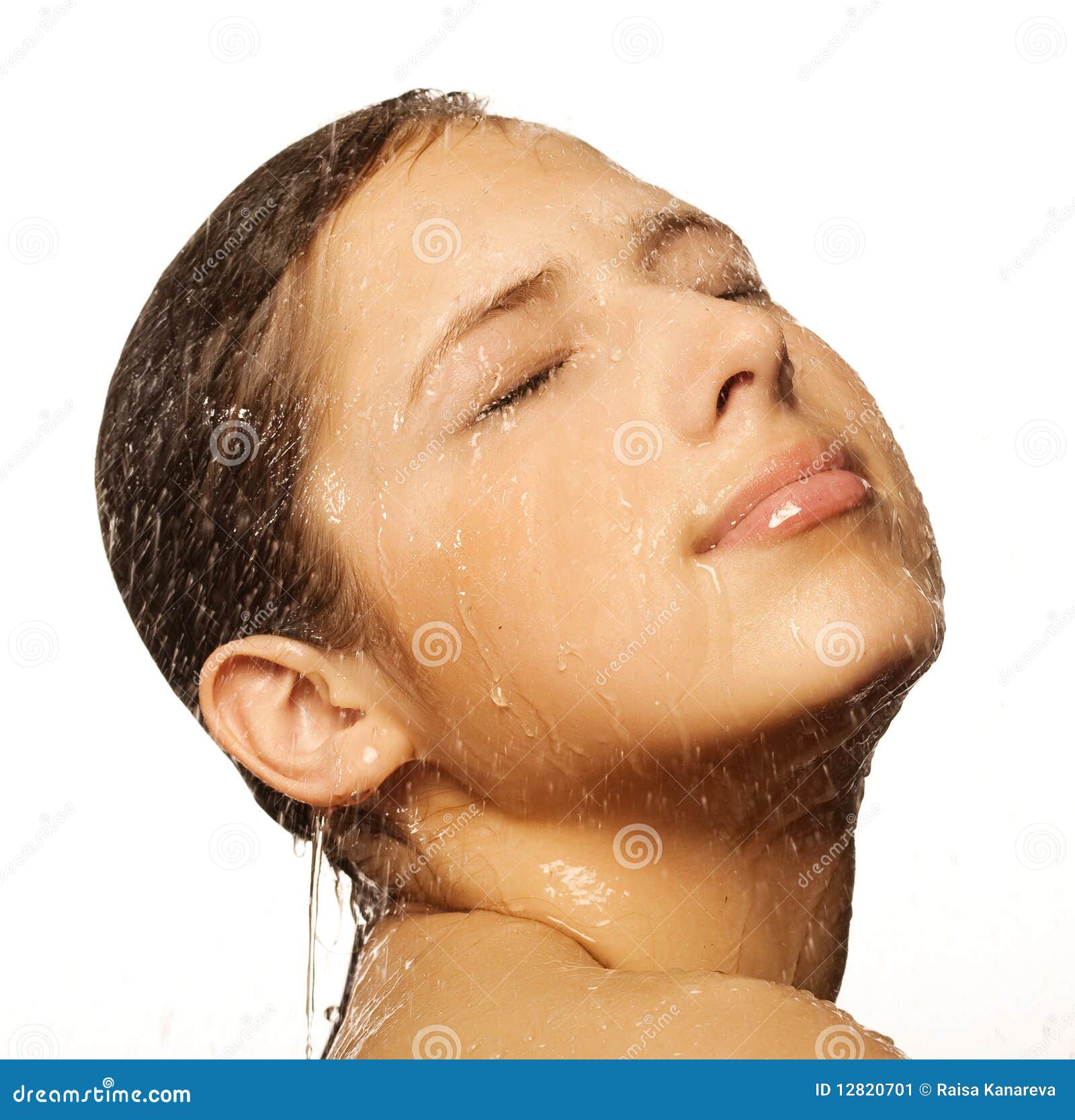 Female with a Drops of Water on Her Pure Face Stock Image - Image of ...