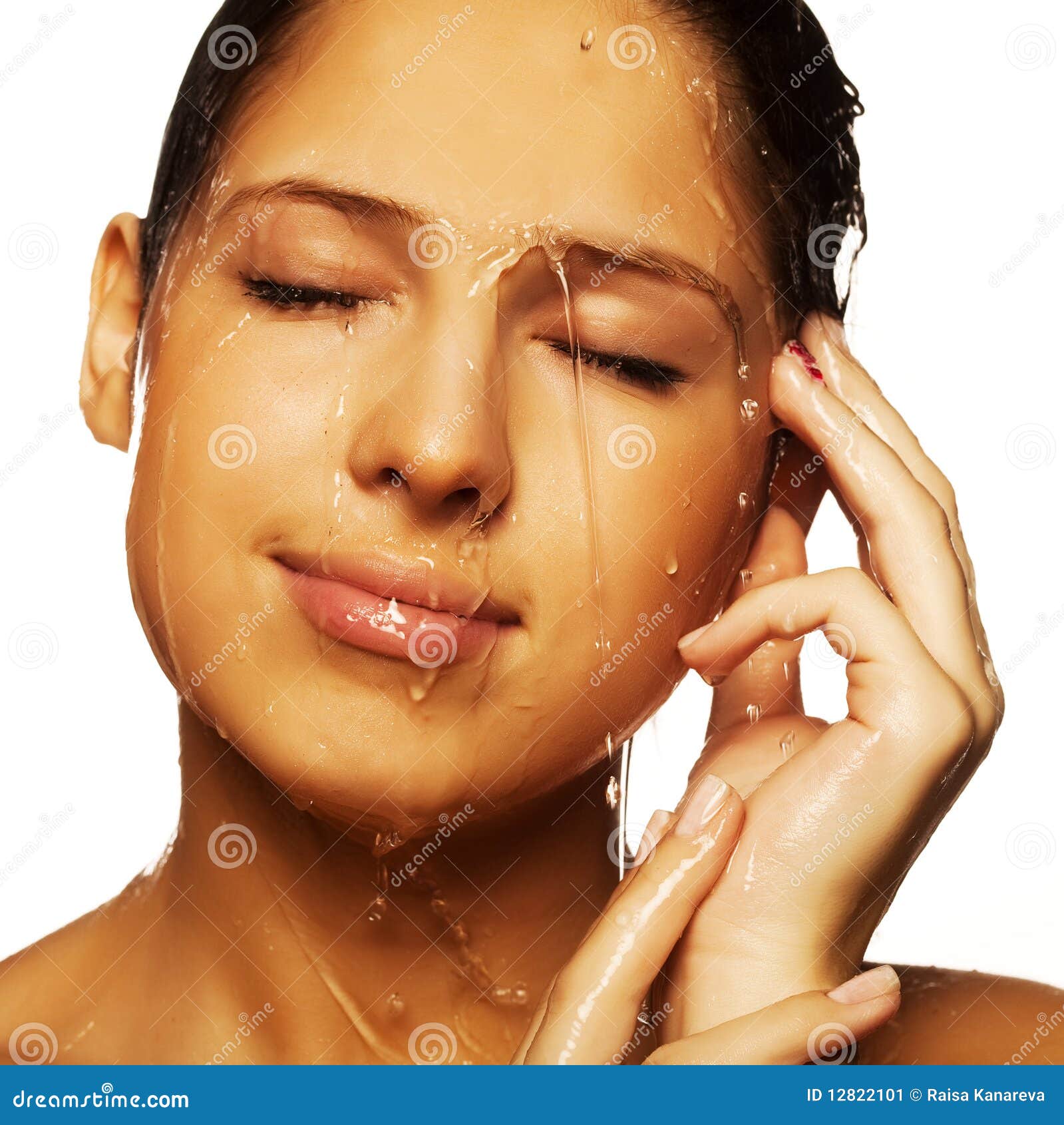 Female with a Drops of Water on Her Pure Face Stock Image - Image of ...