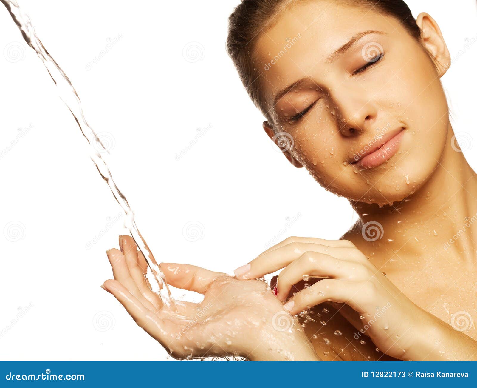 Female with a Drops of Water on Her Pure Face Stock Image - Image of ...