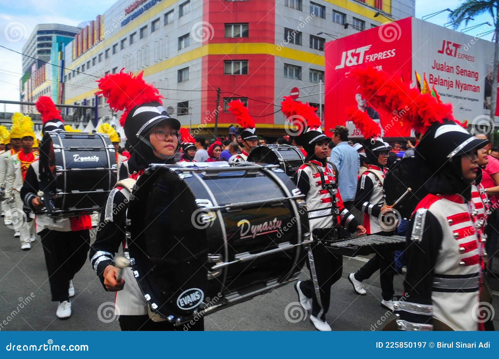 A Female Drum Band Cartoon Vector | CartoonDealer.com #225850197