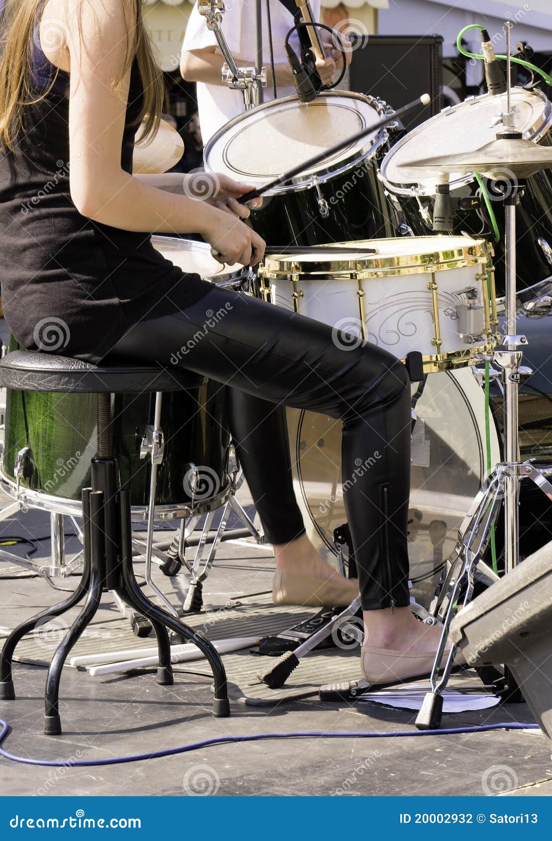 Female drummer stock photo. Image of open, performance - 20002932