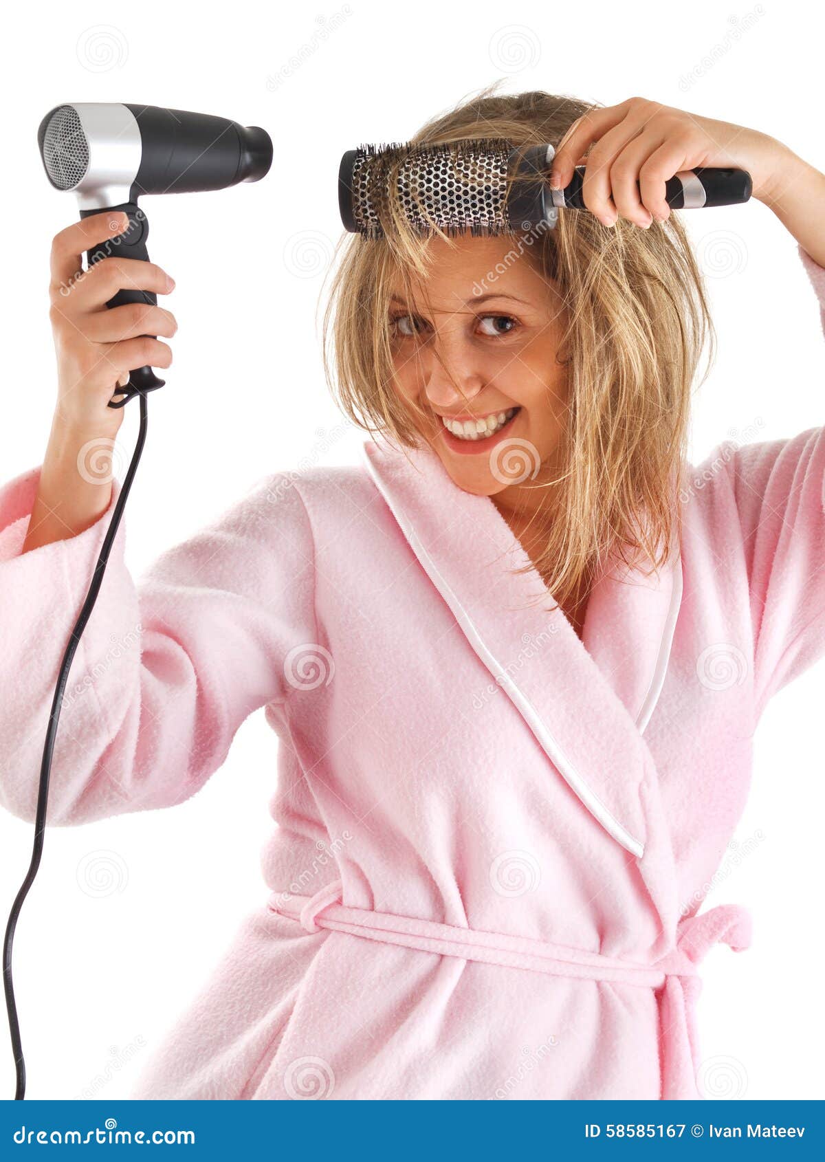 Female drying hair stock image. Image of female, hair - 58585167