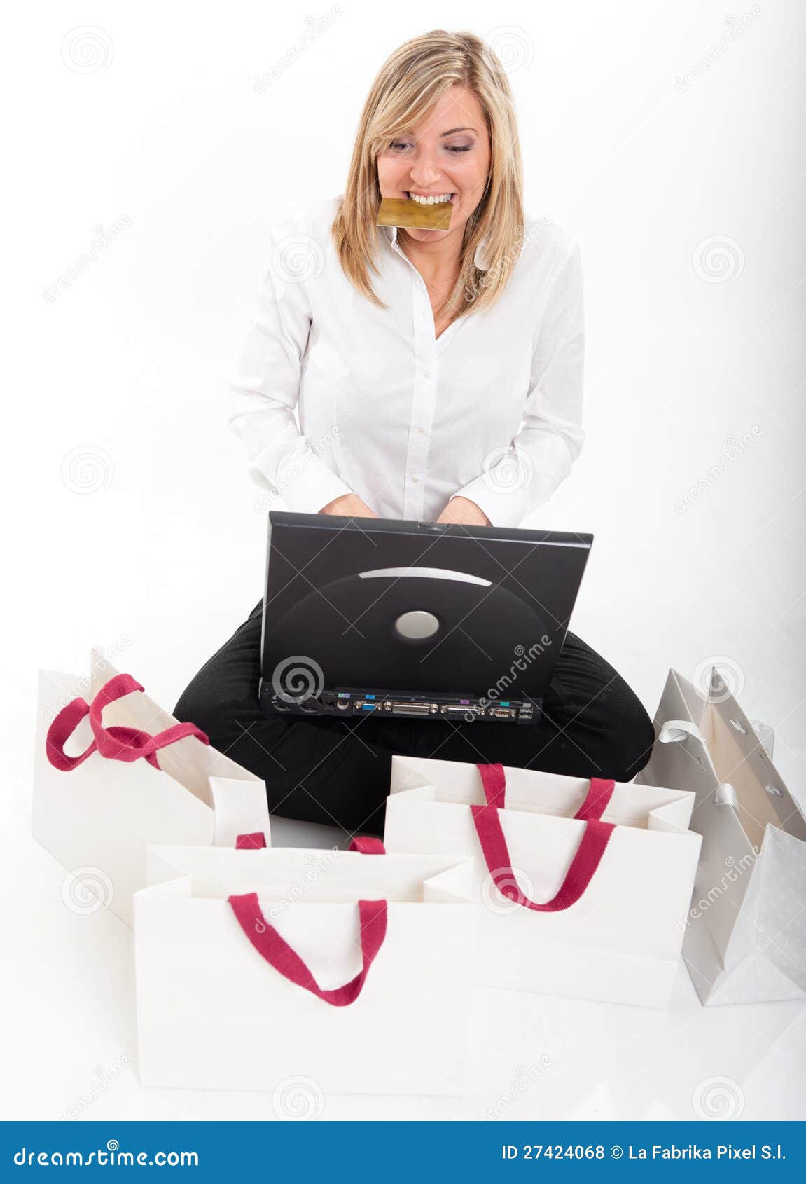Female e-commerce customer stock photo. Image of holding - 27424068