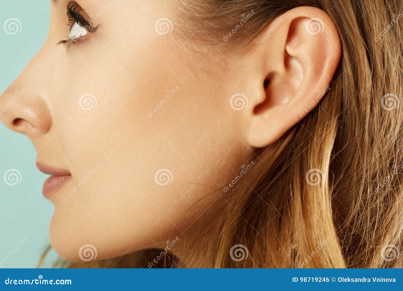 Female ear close up stock photo. Image of clean, listening - 98719246