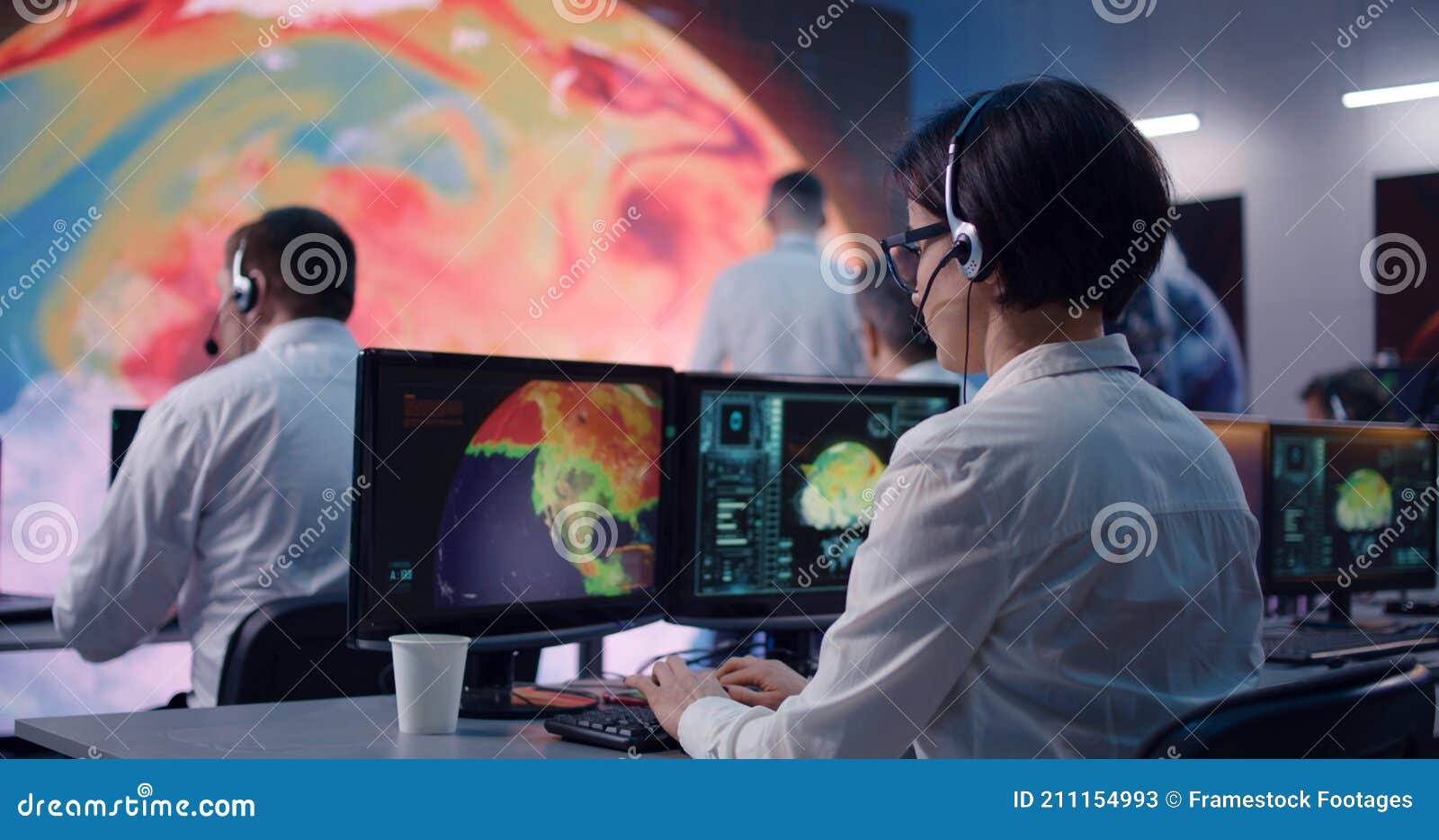 Female Ecologist Using Computer and Talking Stock Image - Image of data ...