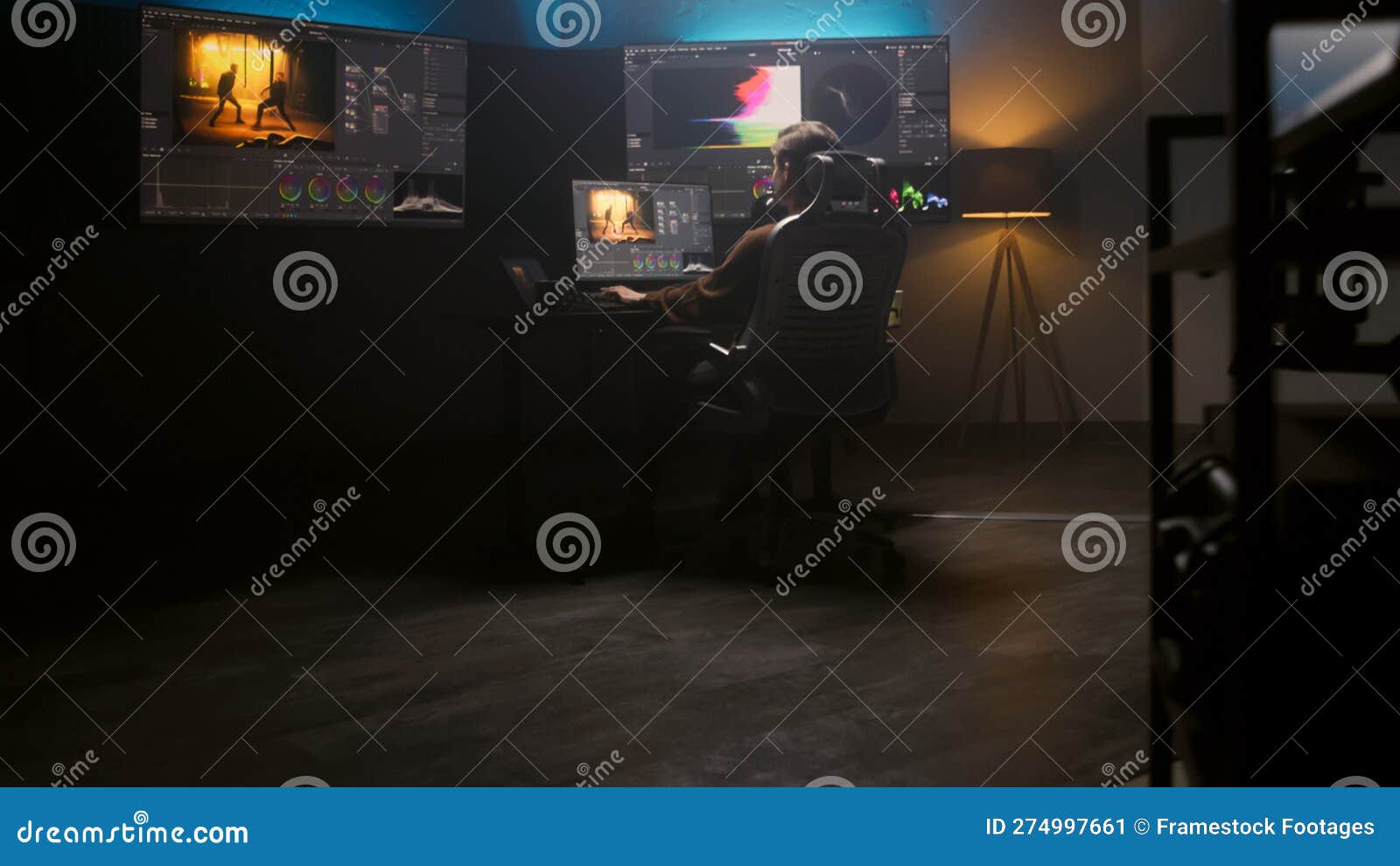Female Editor Makes Film Color Grading on Computer Stock Image - Image ...