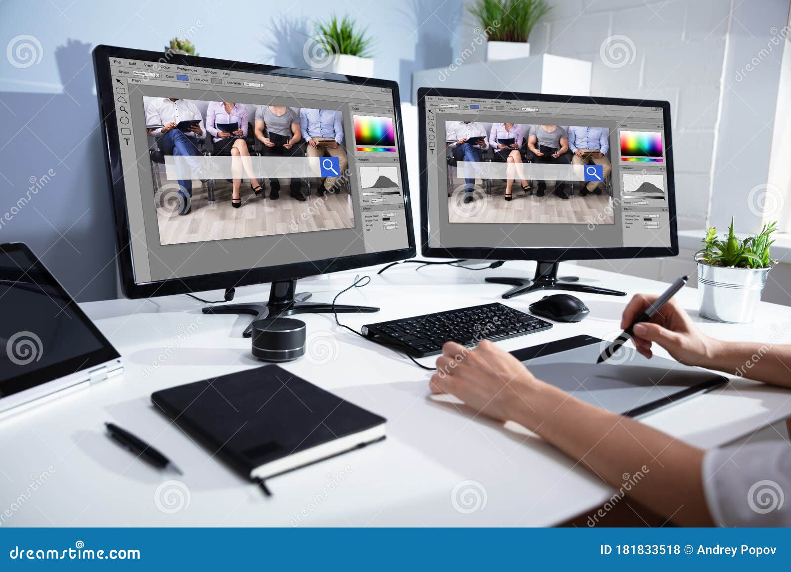 Female Editor Working on Computer Stock Photo - Image of digital ...