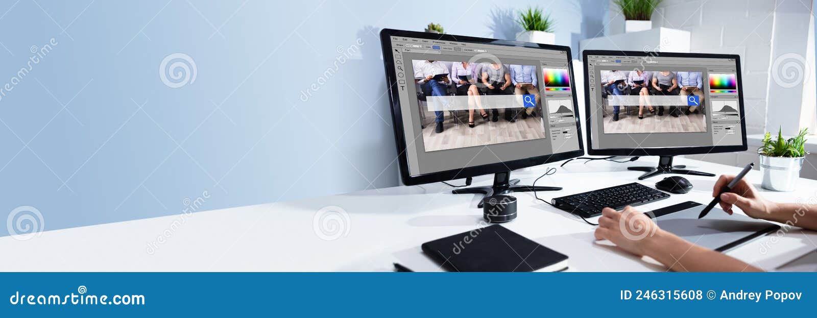 Female Editor Working on Computer Stock Photo - Image of collection ...