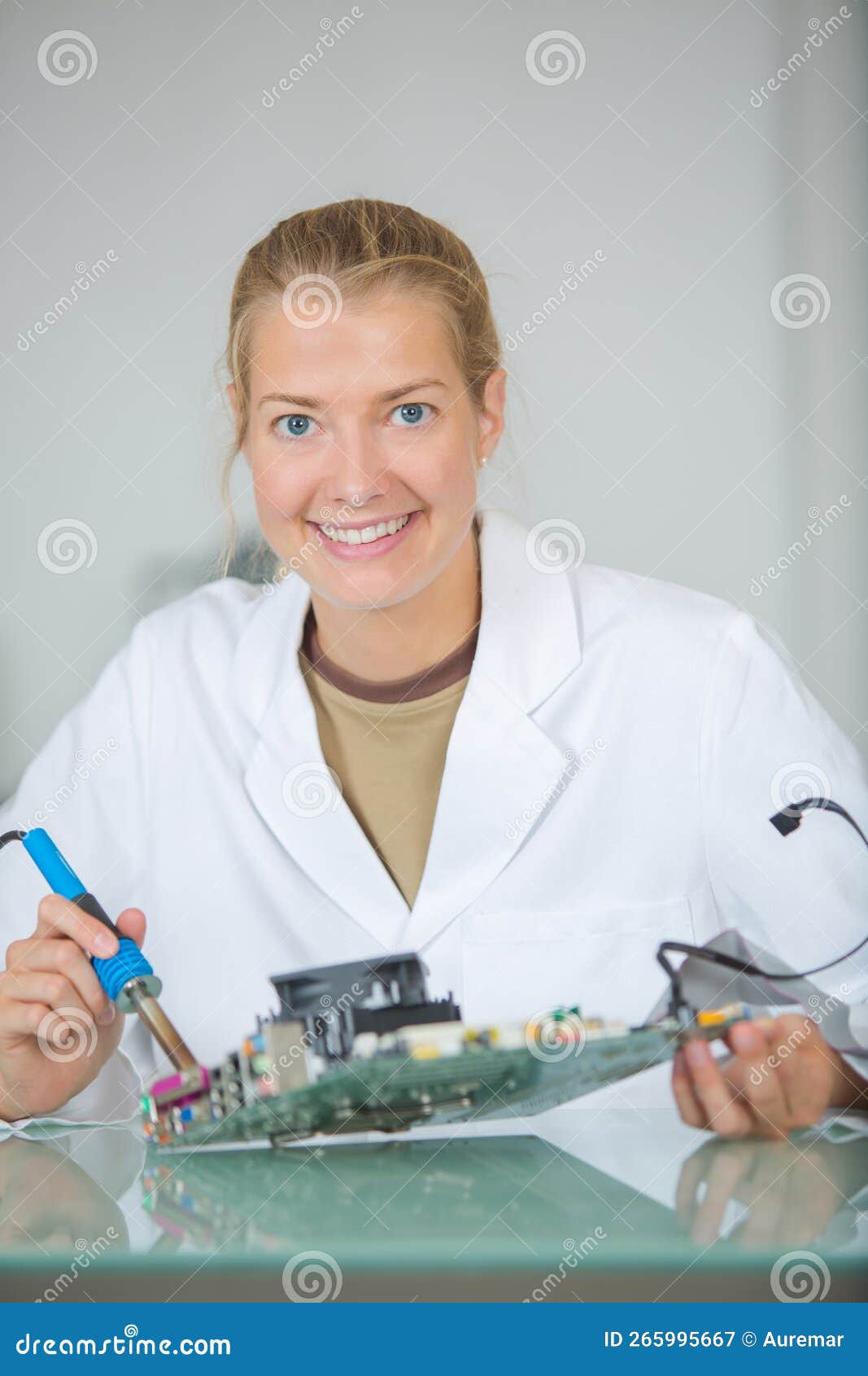 Female Electrical Assembly Worker Stock Image - Image of soldering ...