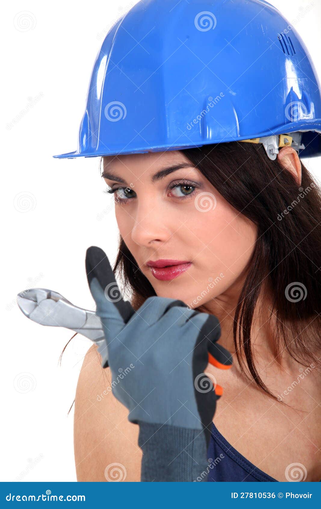 Female electrician stock photo. Image of instrument, cable - 27810536