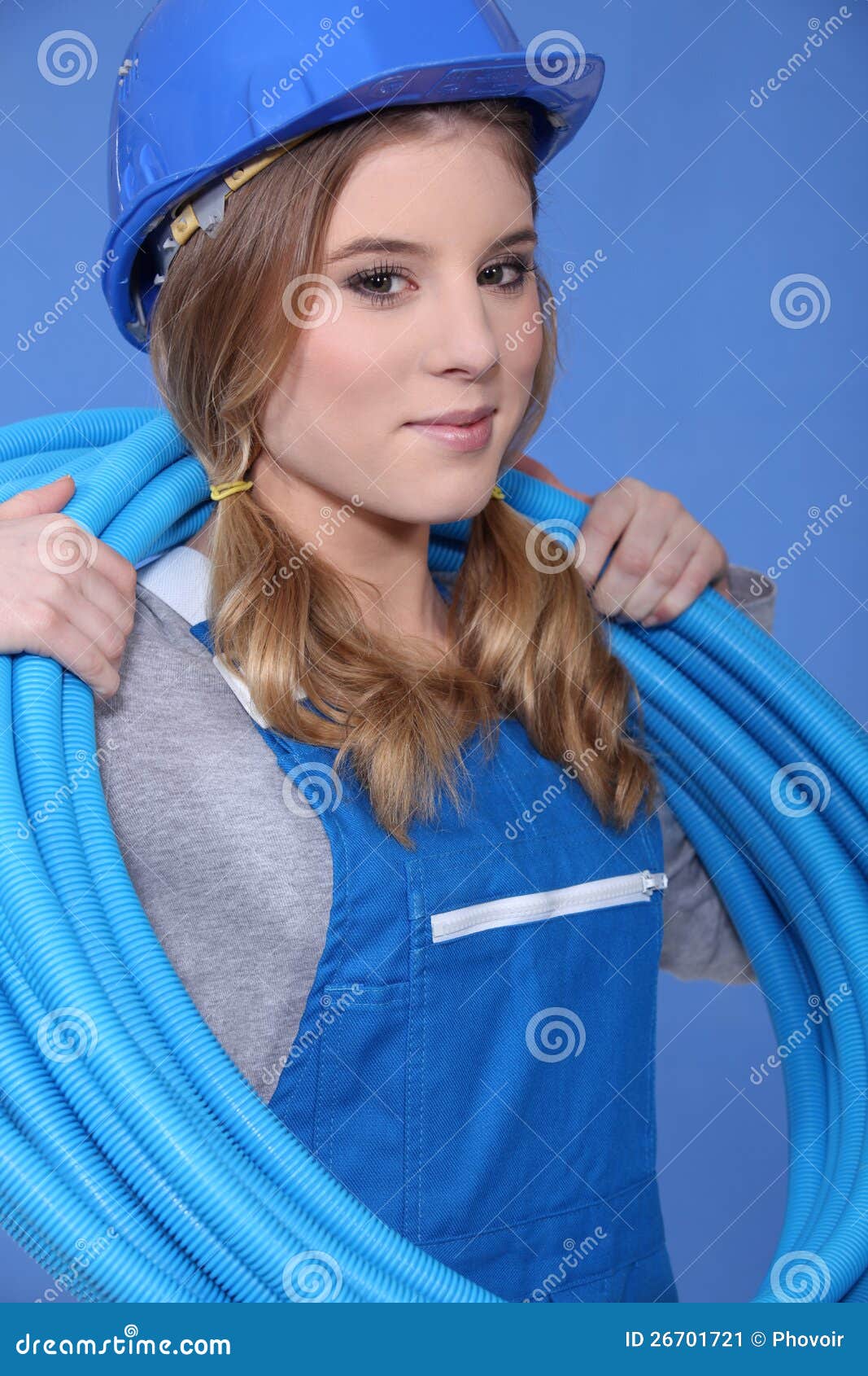 Female Electrician with Wiring Stock Image - Image of electricity ...