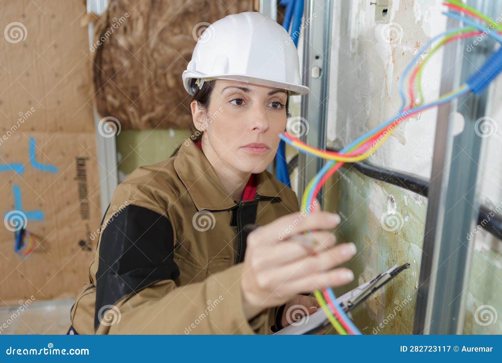 Female electrician at work stock image. Image of electrical - 282723117