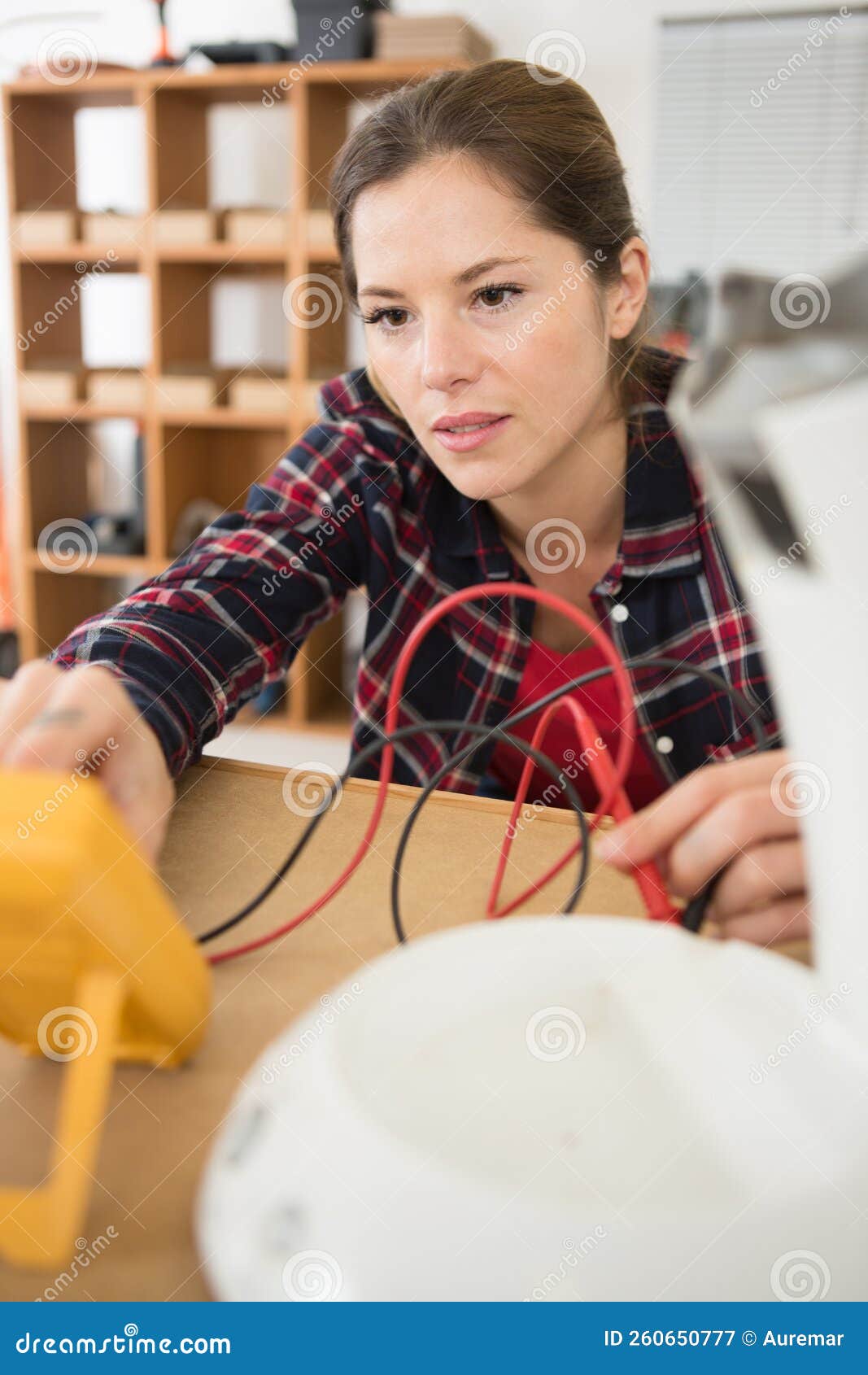 Female Electrician Working with Wires Stock Image - Image of headscarf ...