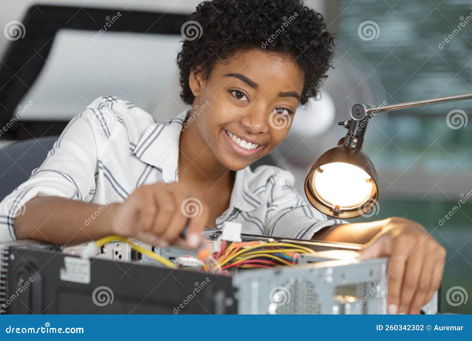 Female Electronic Engineer Repairing Pc Stock Photo - Image of female ...