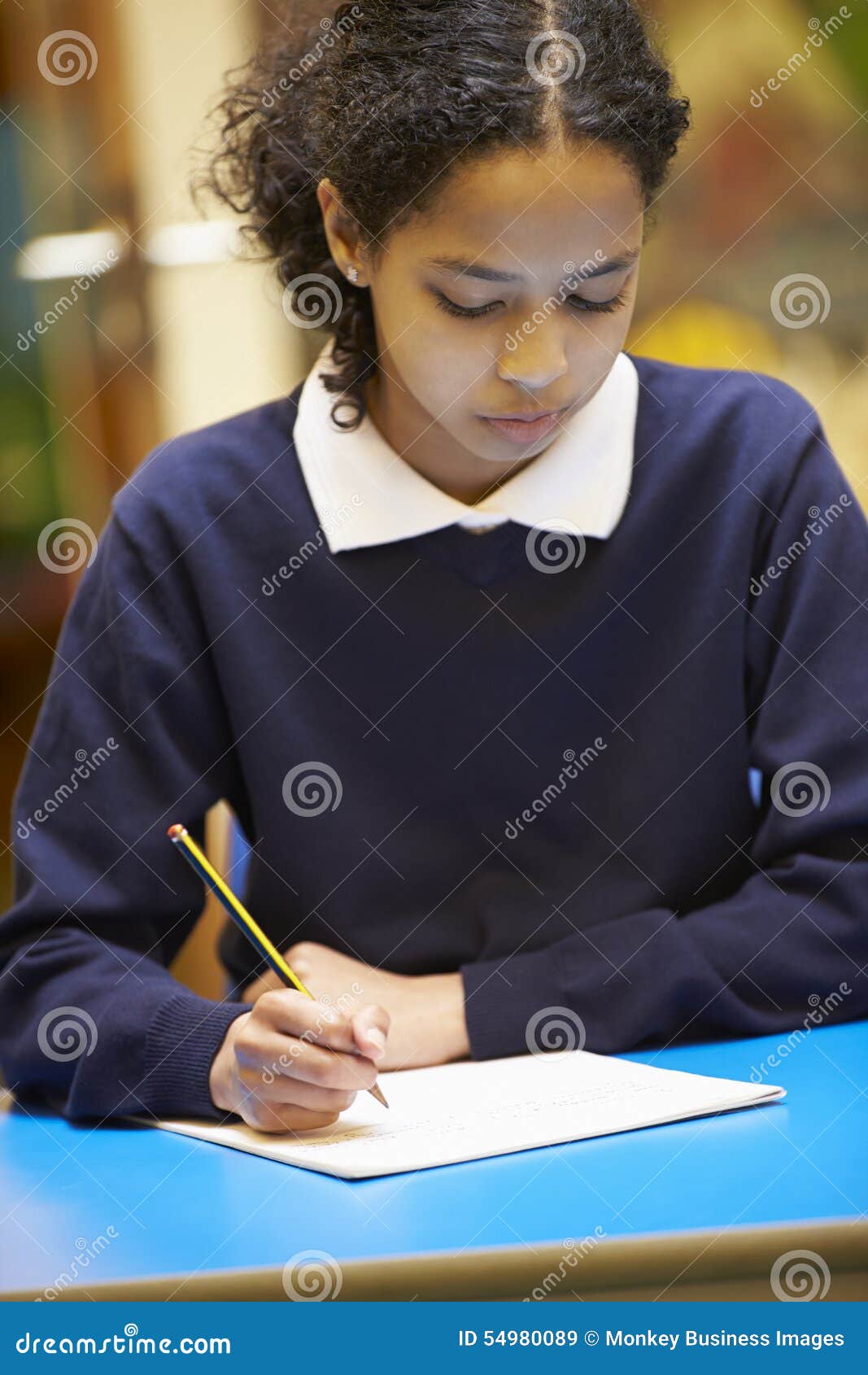 Pupil Writing An Example On A School Royalty-Free Stock Photo ...