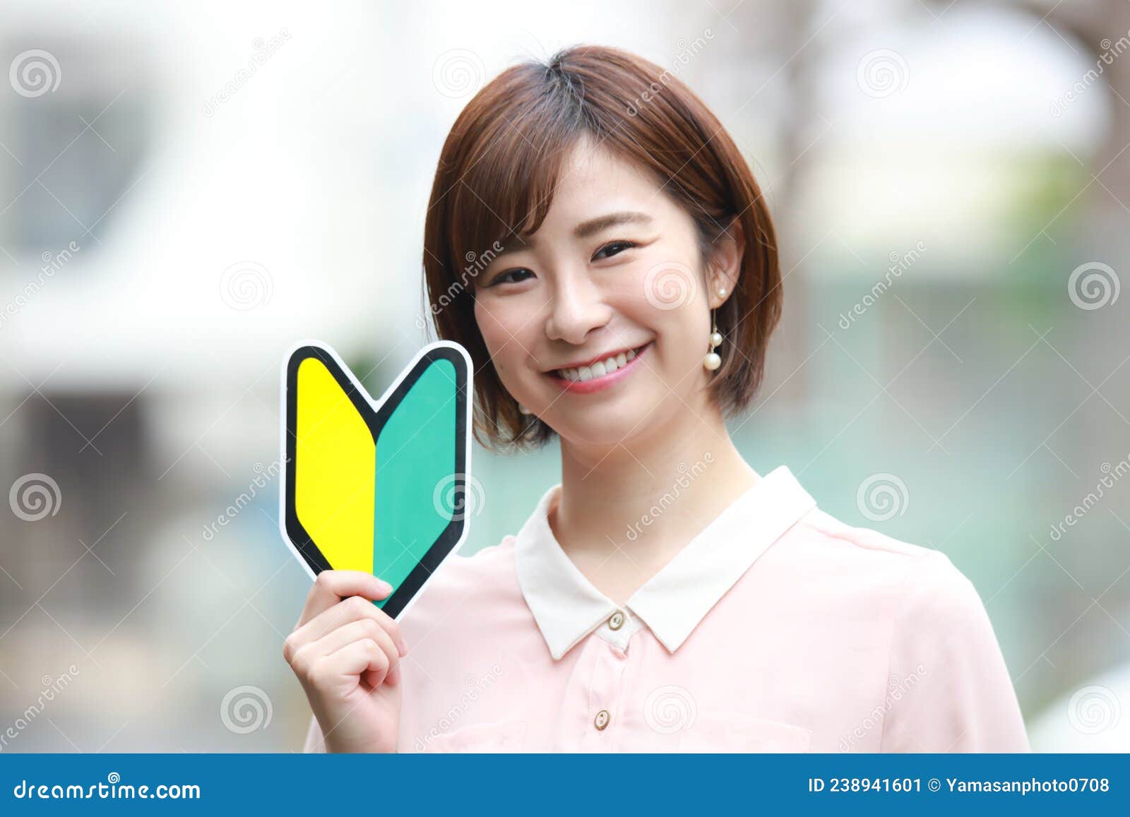 Female Employee with a Beginner Mark Stock Image - Image of brand, head ...