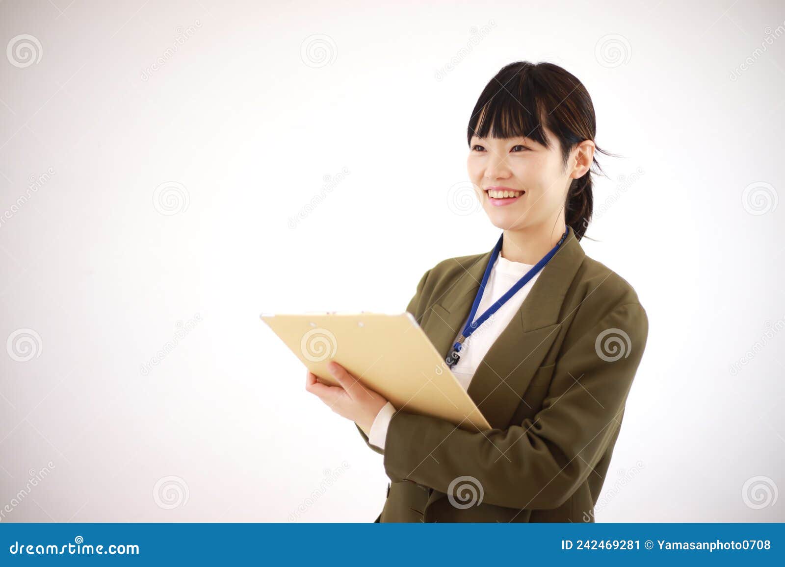 Female Employee with a Binder Stock Image - Image of bright, white ...