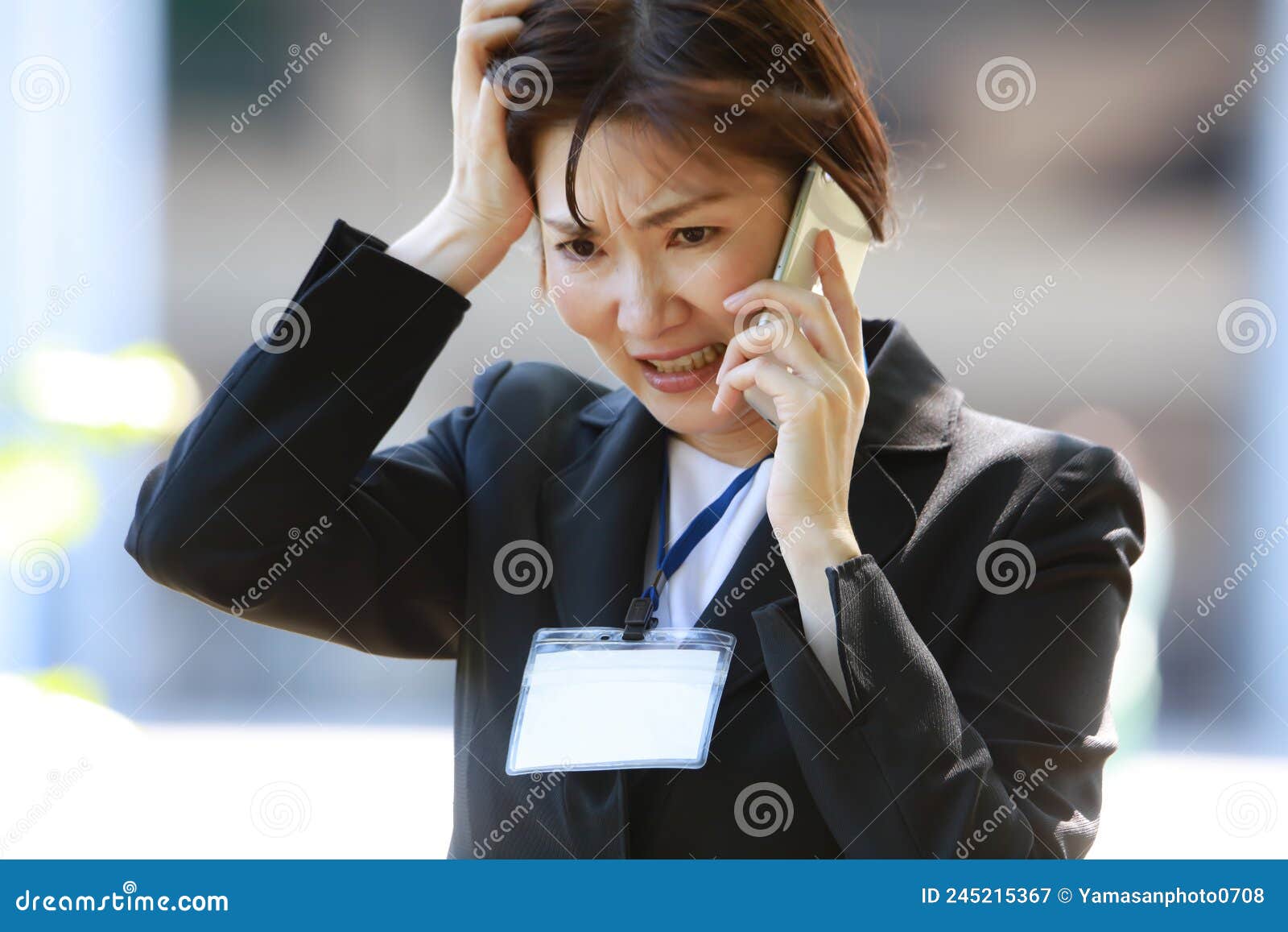 Female Employee Holding a Head Stock Image - Image of business ...