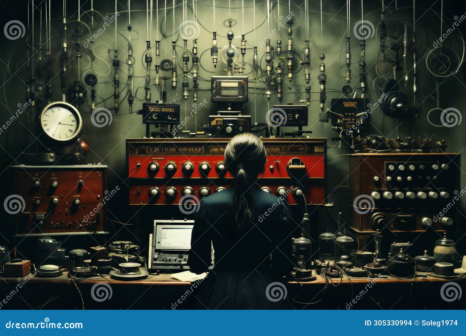 A Female Employee Operates an Industrial Measurement, Computing and ...