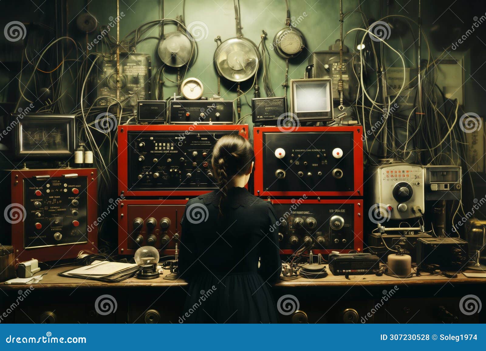 A Female Employee Operates an Industrial Measurement, Computing and ...
