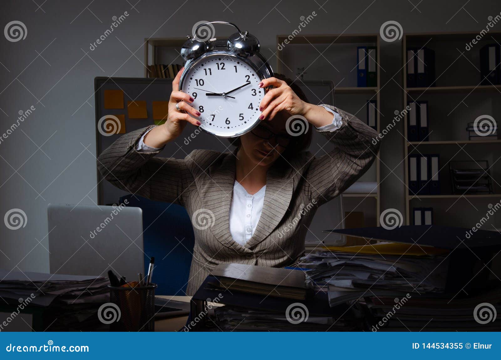 The Female Employee Suffering from Excessive Work Stock Image - Image ...