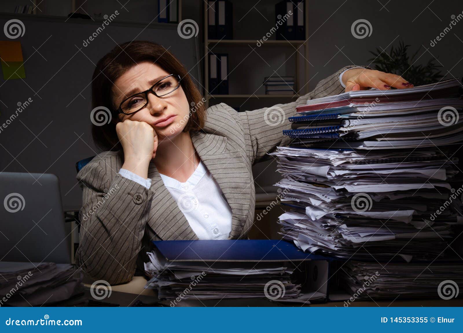 The Female Employee Suffering from Excessive Work Stock Image - Image ...