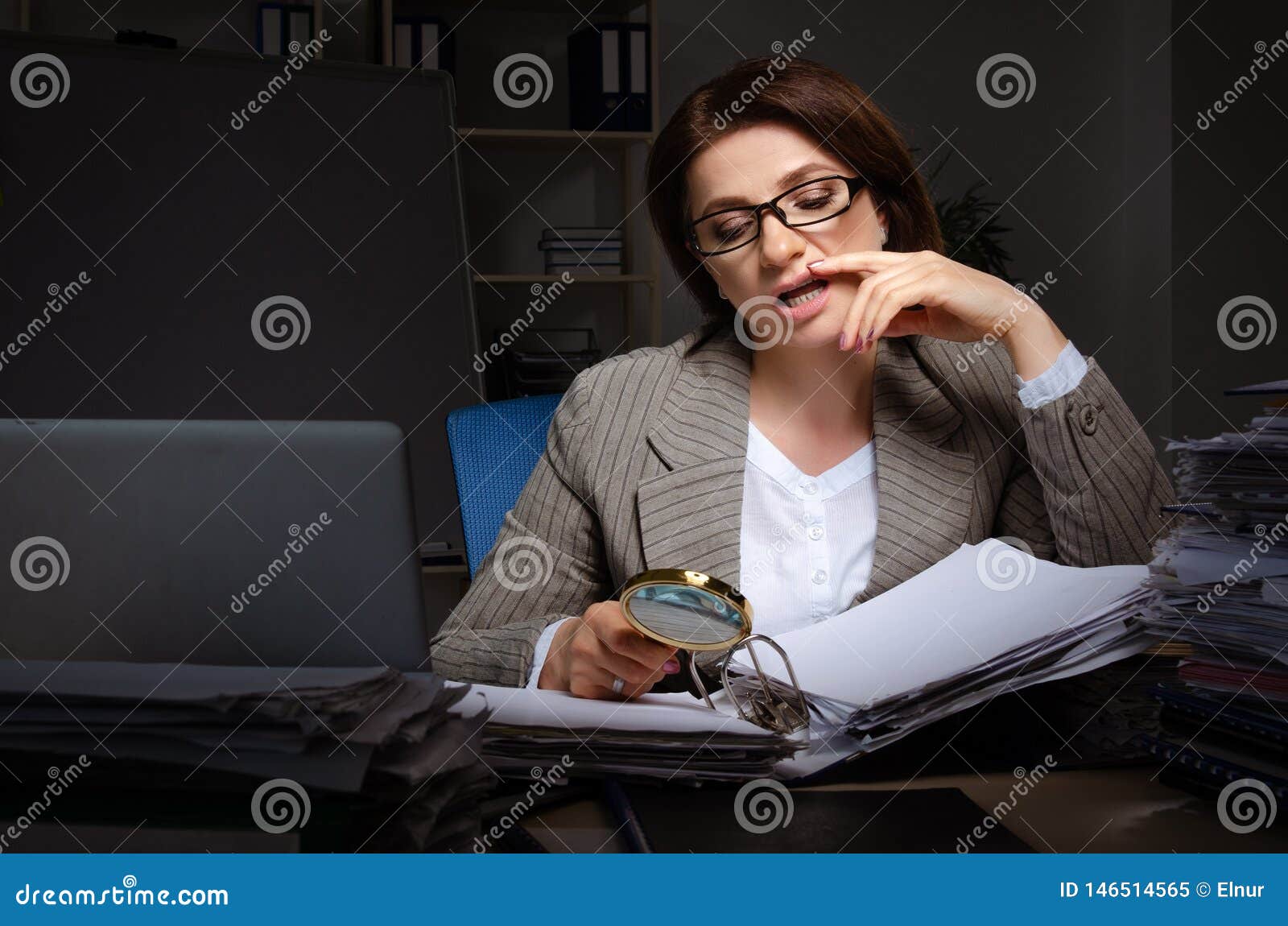 The Female Employee Suffering from Excessive Work Stock Image - Image ...
