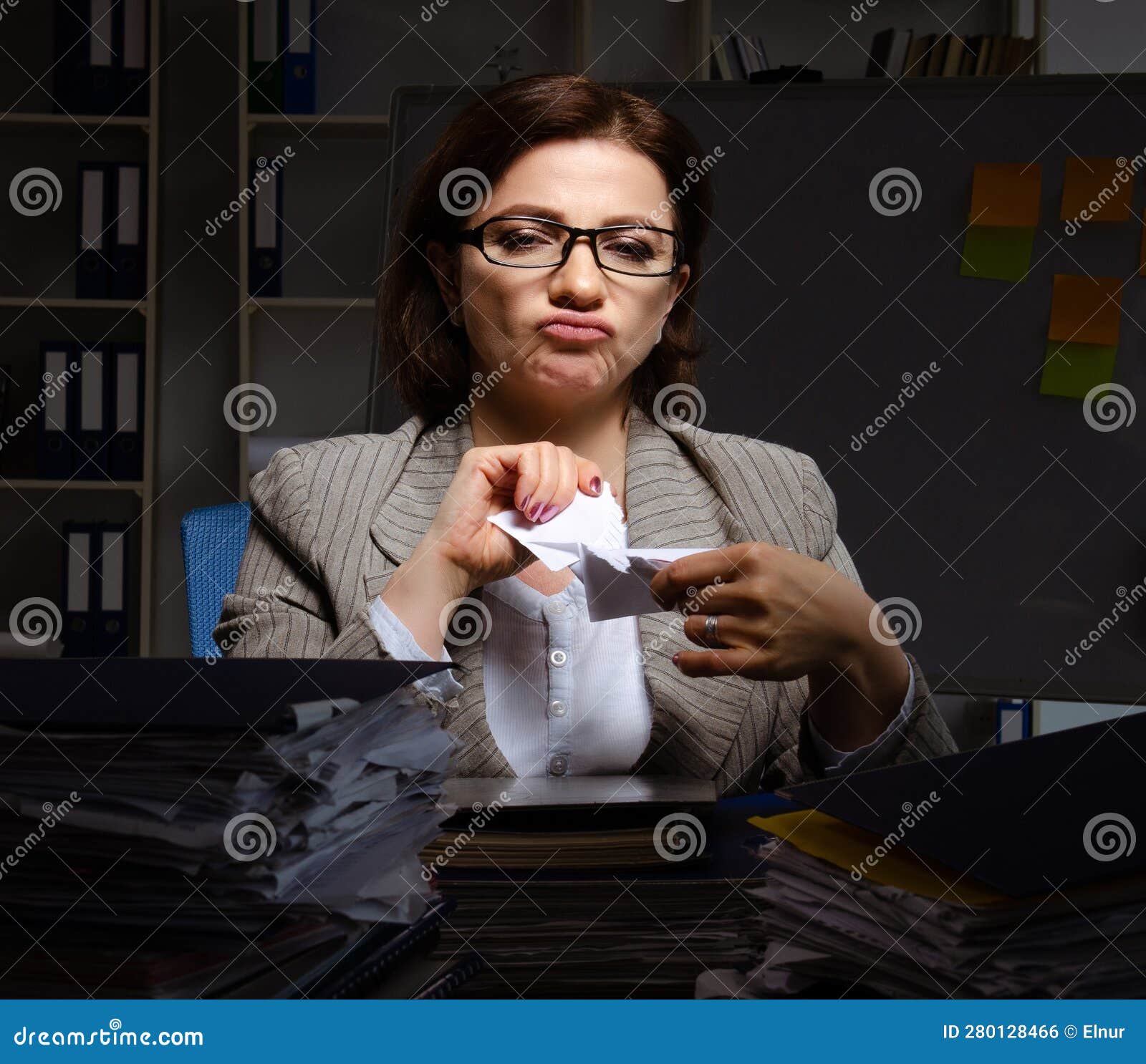 Female Employee Suffering from Excessive Work Stock Photo - Image of ...